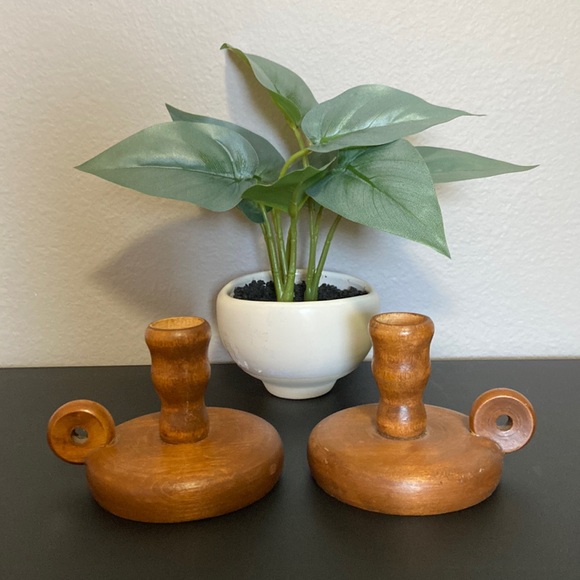Hand Crafted | Accents | Vintage 969 Wooden Handmade Candlesticks ...